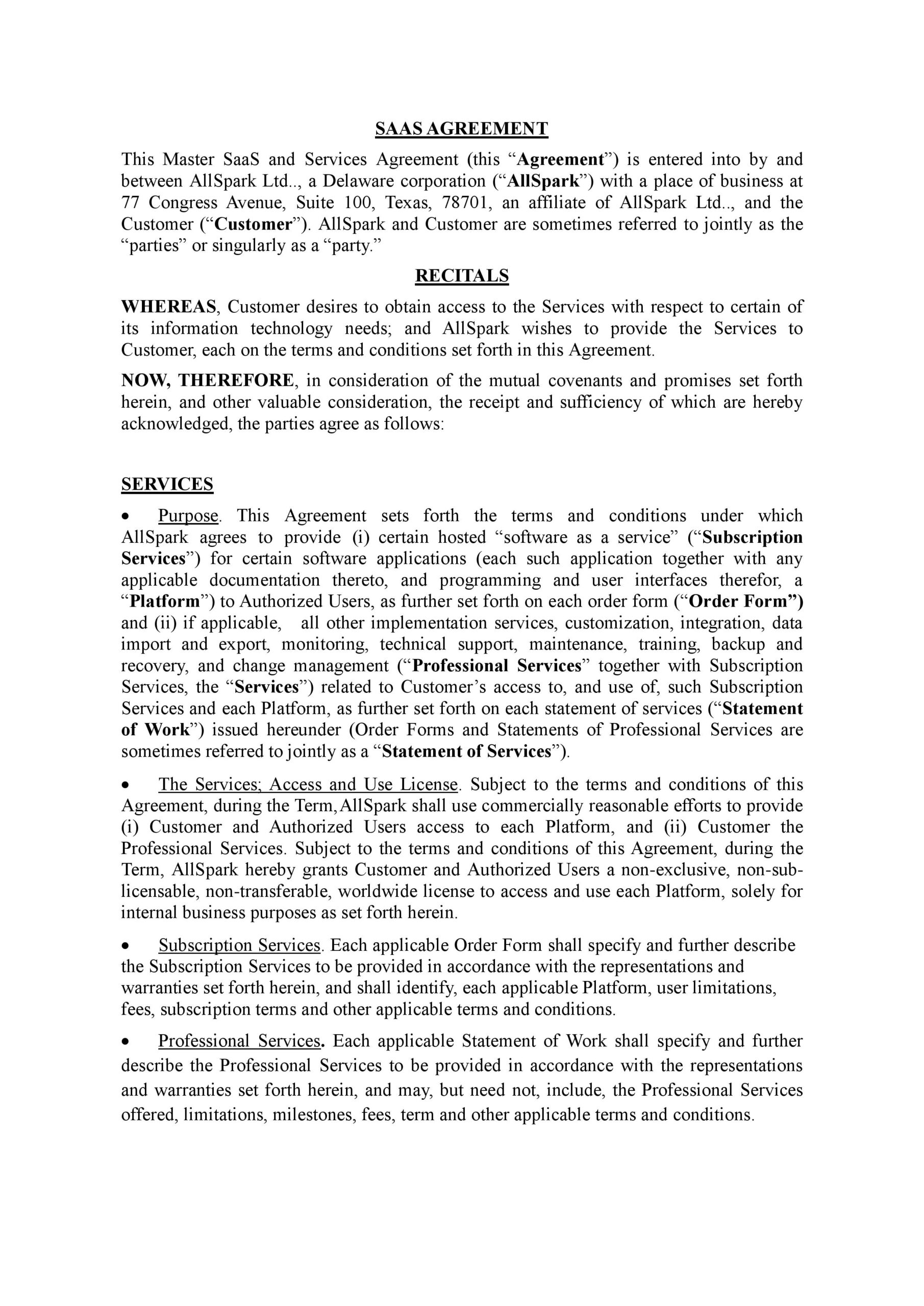 SaaS Agreement - Owneso Legal Consulting SaaS Agreement - Owneso Legal Consulting